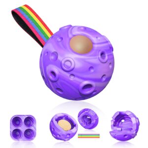 khkjros dog toys to keep them busy, frozen treat dog enrichment toys, treat dispensing dog toy, treats puzzle ball toy, diy freezable fillable treat toy enrichment toys for dogs (meteorite)