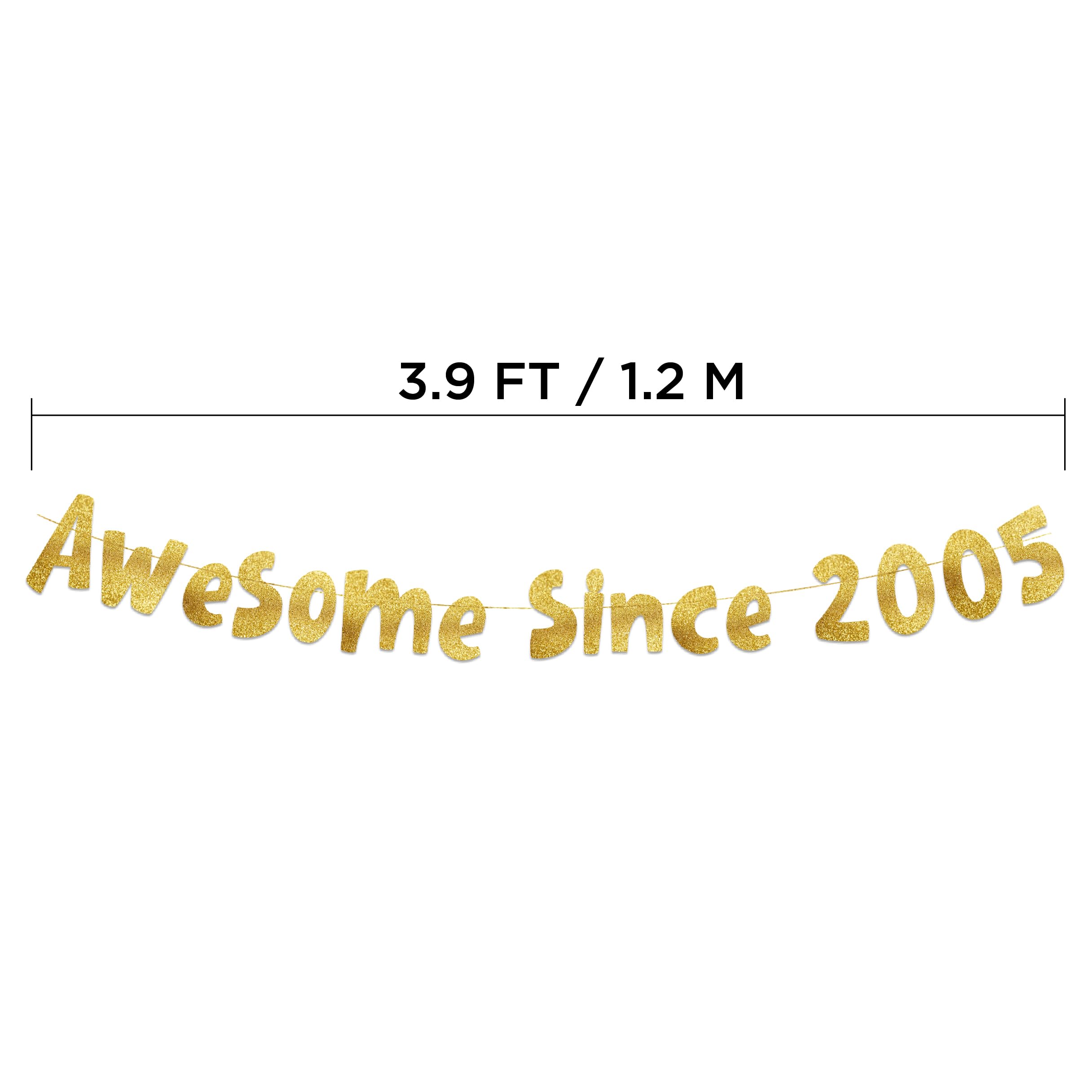 Awesome Since 2005 Gold Glitter Banner - 19th Birthday and Anniversary Party Decorations