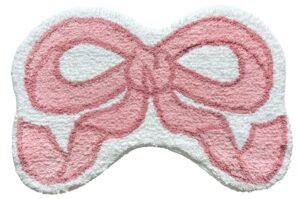 luxape bow rug - bow shaped rug - handmade & premium- 30in (75cm) - uno reverse rug - designer rugs - aesthetic room decor - cute room decor coquette bathmat rug