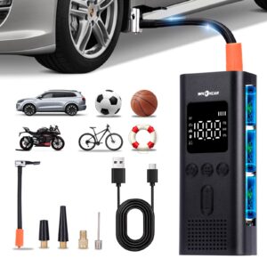 tire inflator portable air compressor air pump 150 psi tire inflator accurate pressure lcd display with usb charging led light for motorcycle, auto, ball, bicycle