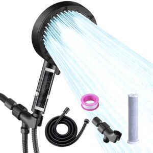 high pressure shower head with filters - 9 spray mode shower head with filters, shower head filter for hard water, adjustable bathroom handheld shower head with long hose, remove chlorine