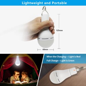 USB Rechargeable LED Light Bulbs, 2-Pack Hiwevvy Portable Camping Light with Remote Timer, Hook, 5 Lighting Modes, 1500mAh Smart Light Bulbs for Emergency, Camping, Hiking, Hurricane Outage