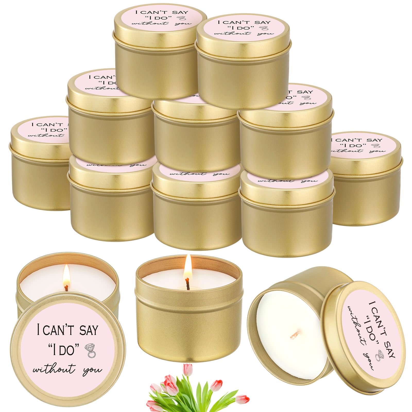 Conelist 8 Pcs Bridesmaid Proposal Gifts I Can't Say I Do Without You Bridesmaid Candles Bridesmaid Gifts Natural Soy Wax Candles for Bridesmaid Wedding Gifts (Pink,Classic)