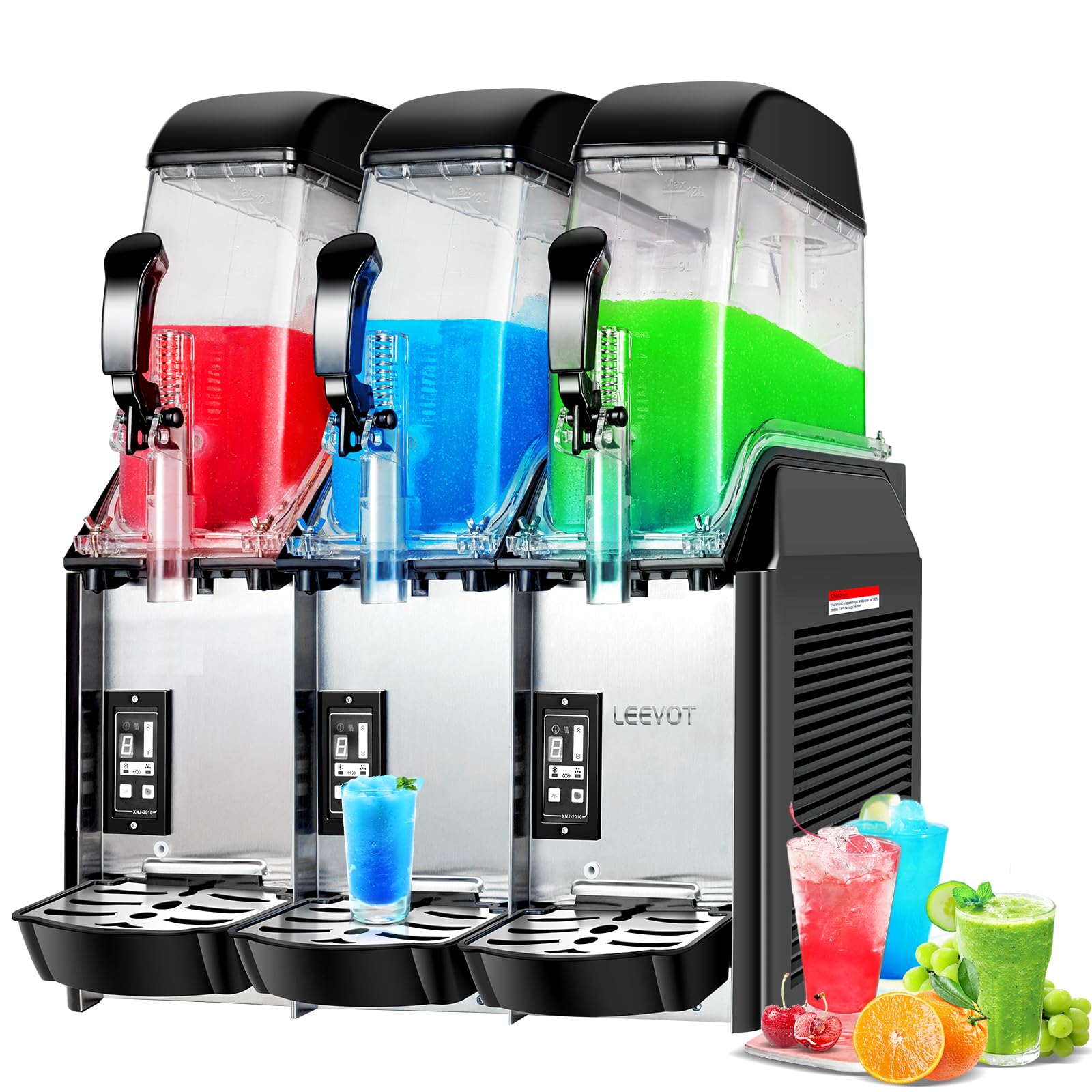 EKway Commercial Slushy Machine,3 x 3.2 Gallons Tank Margarita Frozen drink Machine,1100W 110V Commercial Slushie Machine, Margarita slush Smoothie maker for Restaurant Bar Party