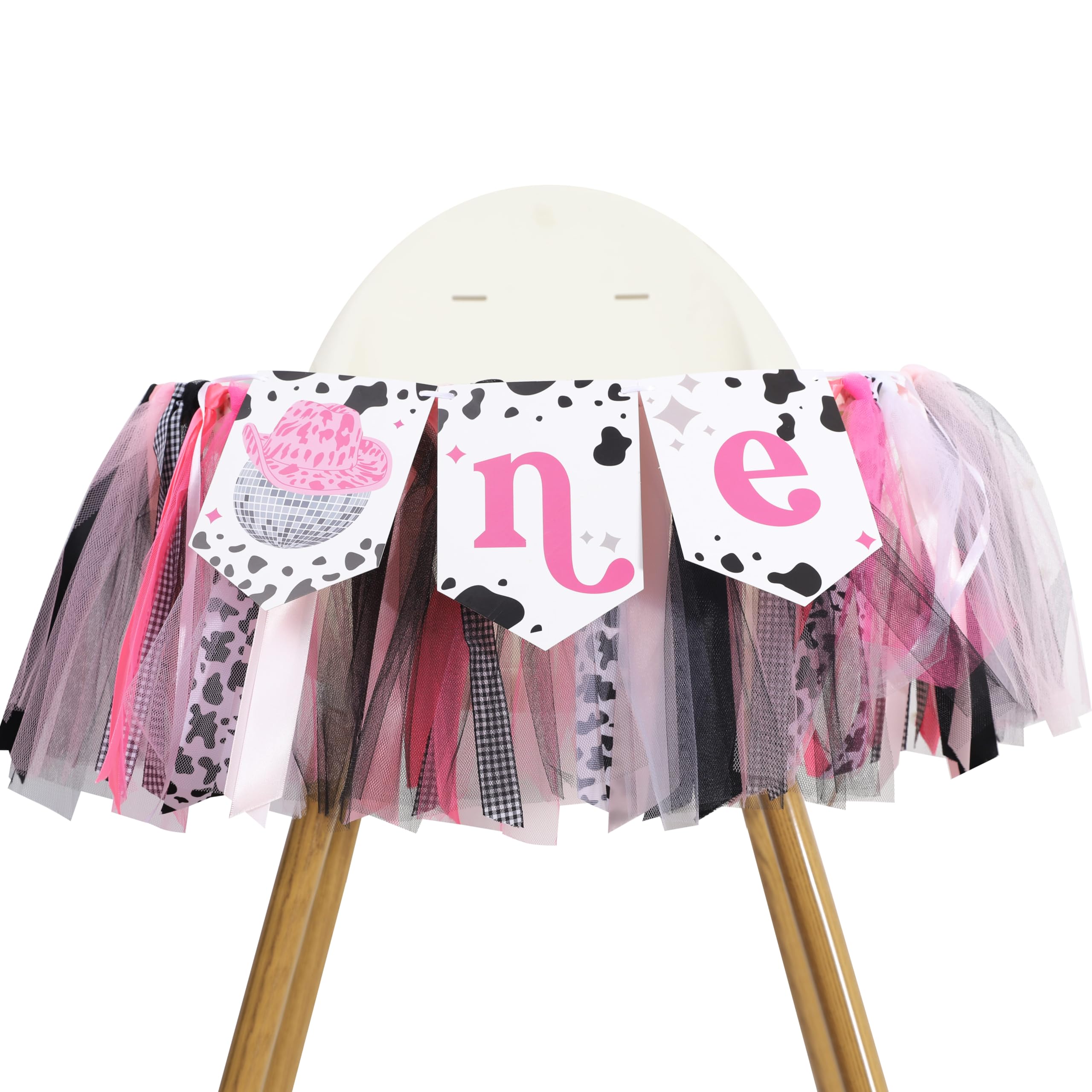 Disco Cowgirl High Chair Banner - Cowgirl First Birthday Decoration,Cowgirl First Rodeo,Man I Feel Like I'm One,Disco Cow Girl Decor