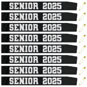 generic 8 pcs black senior 2025 sashes with silver glitter letters - senior sash class of 2025, senior cheer sash, graduation celebration sash, class competition sashes, graduation party supplies