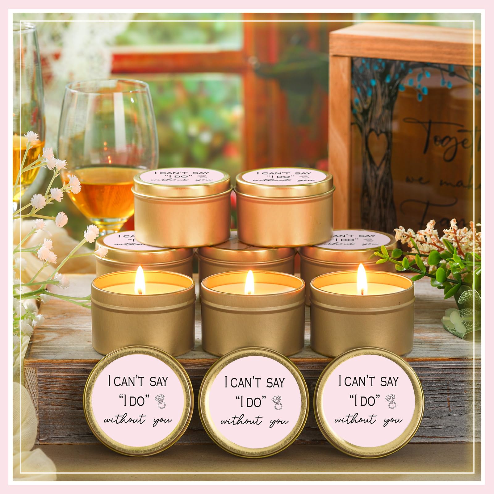 Conelist 8 Pcs Bridesmaid Proposal Gifts I Can't Say I Do Without You Bridesmaid Candles Bridesmaid Gifts Natural Soy Wax Candles for Bridesmaid Wedding Gifts (Pink,Classic)