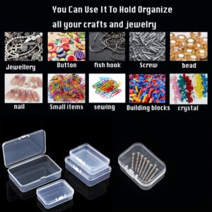 CHSZCHOMER 28 pcs Mini Clear Plastic Storage Boxes with Lids - Stackable Containers for Hair Accessories, Earrings, Crafts, Sewing Supplies Bead Storage