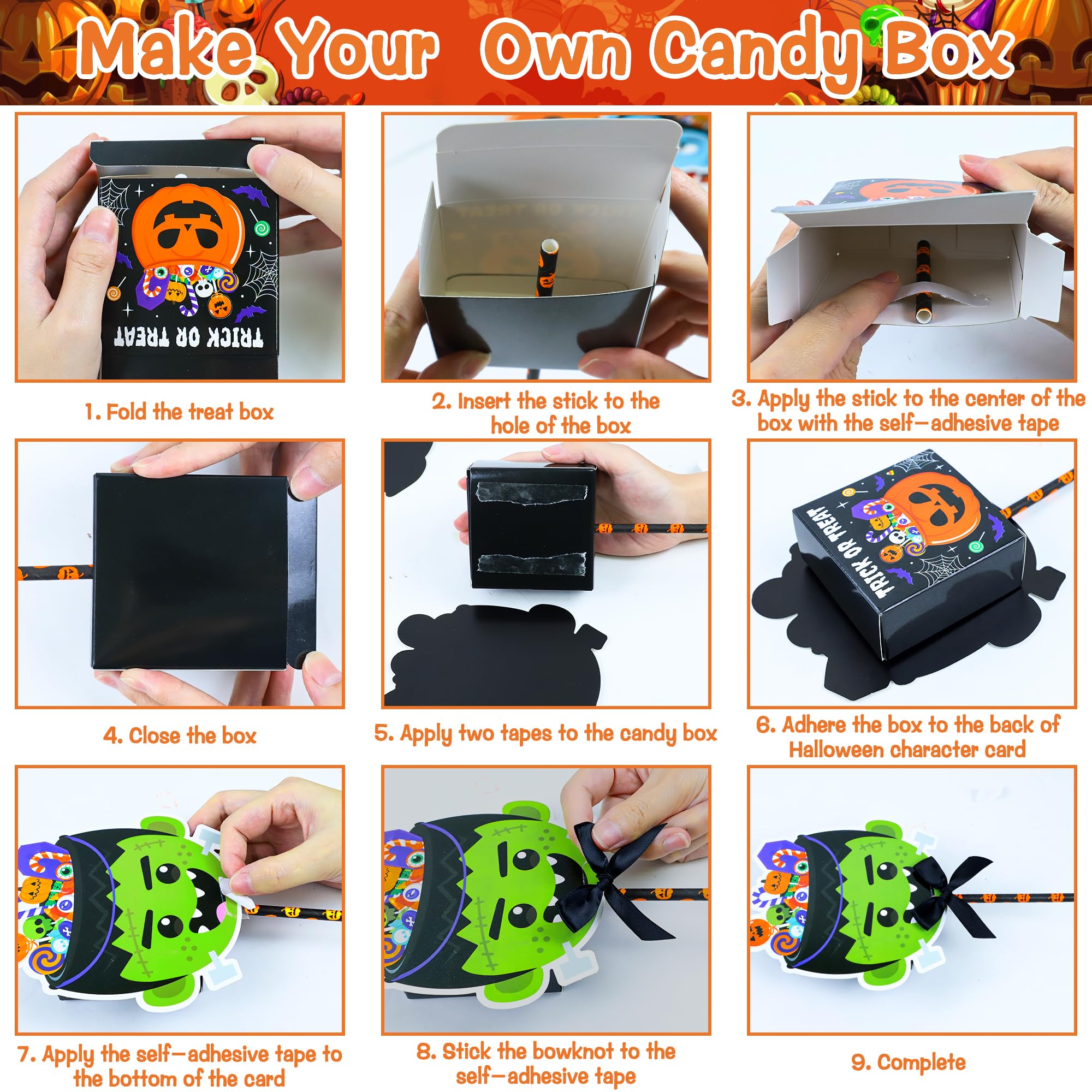 30 Pcs Halloween Treat Bags Boxes, Trick or Treat Halloween Candy Bags for Small Party Favors Toys Halloween Goodie Bags Bulk for Kids Classroom Prizes Treats Basket Stuffers Halloween Party Supplies