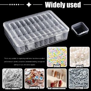 30Pcs Mini Bead Containers with 1Pc Big Hinged Lid Storage Box，Clear Diamond Art Storage Case， Plastic Craft Supply Case for Organizing，Rectangle Containers for DIY Bead Craft，Jewelry，Small Part