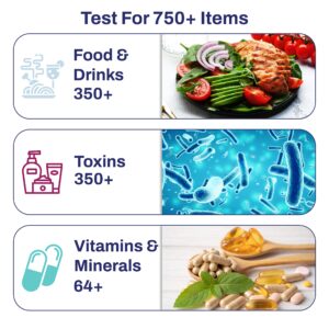 AFIL | Food & Drinks Sensitivity Testing Kit 750 + Items | 5 Additional Tests for Appetite Hormones, Anti-Aging Compounds, Internal Inflammation, Sleep Hormone & Stress Hormone