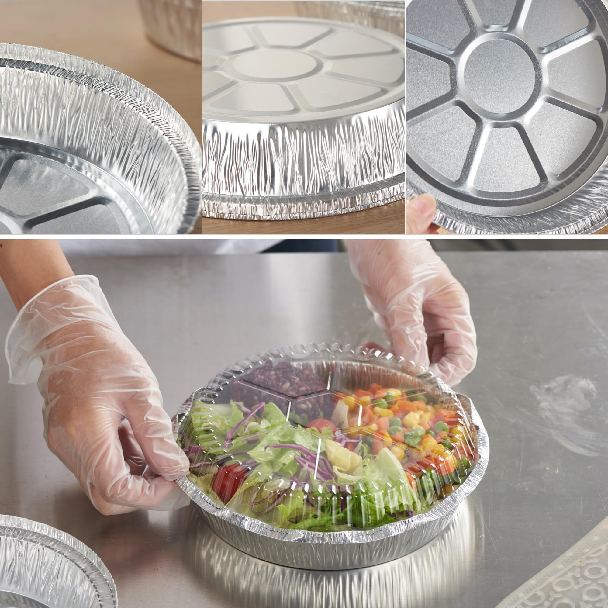 CURTA 8" Round Aluminum Foil Pans with Clear Lids | Heavy Duty | Great for Broiling, Baking, Storage, Roasting, Takeout, Air Fryer | 30 Pack