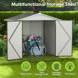 TOLEAD 6 x 4 FT Gray Metal Outdoor Storage Shed, Tool Sheds for Backyard Garden Patio Lawn with Water Proof, Large Heavy Duty Tool Sheds with Lockable Doors & Air Vent for Backyard Patio Lawn