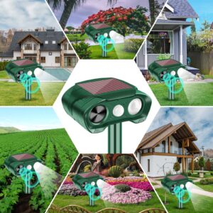 Upgraded Solar Deer Repellent Devices for Garden,2 Pack Ultrasonic Animal Repeller Outdoor with Motion Sensor to Scare Away Raccoon Cat Rabbit Squirrel Dog Skunk,Animal Deterrent for Yard Protection