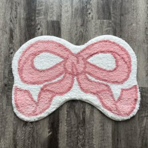 Luxape Bow Rug - Bow Shaped Rug - Handmade & Premium- 30in (75cm) - Uno Reverse Rug - Designer Rugs - Aesthetic Room Decor - Cute Room Decor Coquette bathmat Rug