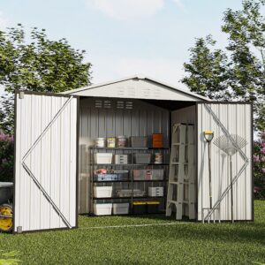 tolead 6 x 4 ft gray metal outdoor storage shed, tool sheds for backyard garden patio lawn with water proof, large heavy duty tool sheds with lockable doors & air vent for backyard patio lawn