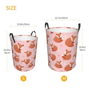 Large Laundry Basket with Handles - Fox Print Light Pink Baby Kids Dirty Clothes Laundry Hamper