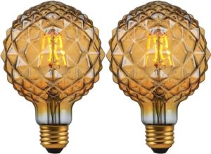 lorofy led light bulbs, 8w 2200k 75 watt equivalent e26, high 400lm dimmable e26 globe edison led bulbs, pineapple amber vintage decorative hanging ambient light bulbs for home，coffee, dining rooms