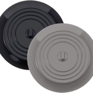 2Pc Gray and Black Tub Stopper, 6 inch Silicone Kitchen Sink Stoppers Bathtub Stopper, Universal Drain Stoppers for Bathroom Sink, Laundry Tub, Utility Sink, Commercial Sink, Drain Cover Plug，Plumbing