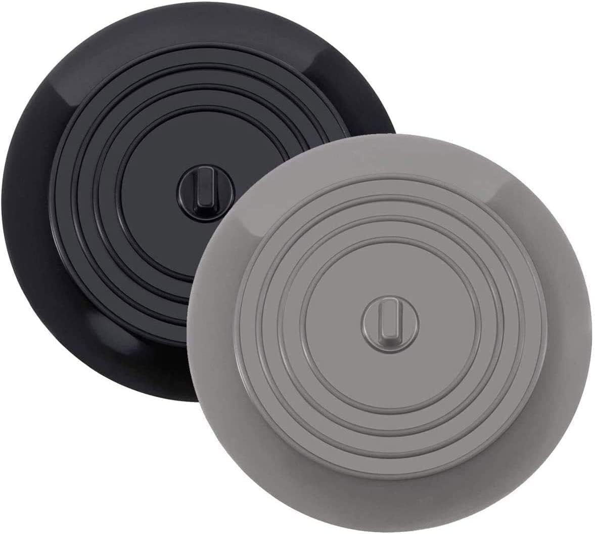 2Pc Gray and Black Tub Stopper, 6 inch Silicone Kitchen Sink Stoppers Bathtub Stopper, Universal Drain Stoppers for Bathroom Sink, Laundry Tub, Utility Sink, Commercial Sink, Drain Cover Plug，Plumbing