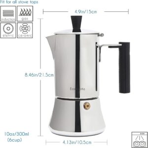 Easyworkz Pedro Stovetop Espresso Maker 6Cup 300ml, Bundled Electric Gooseneck Pour Over Coffee Kettle, Stainless Steel Hand Drip Tea Pot 27 Ounce Temperature Control 1200W Quick Heatin