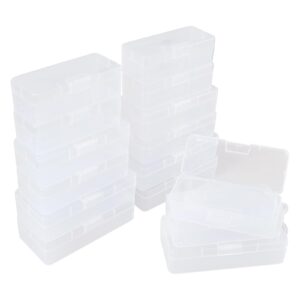 tyminin 18 packs mixed sizes rectangular clear organizer, plastic storage box containers with latching lid for small items beads art craft jewelry projects