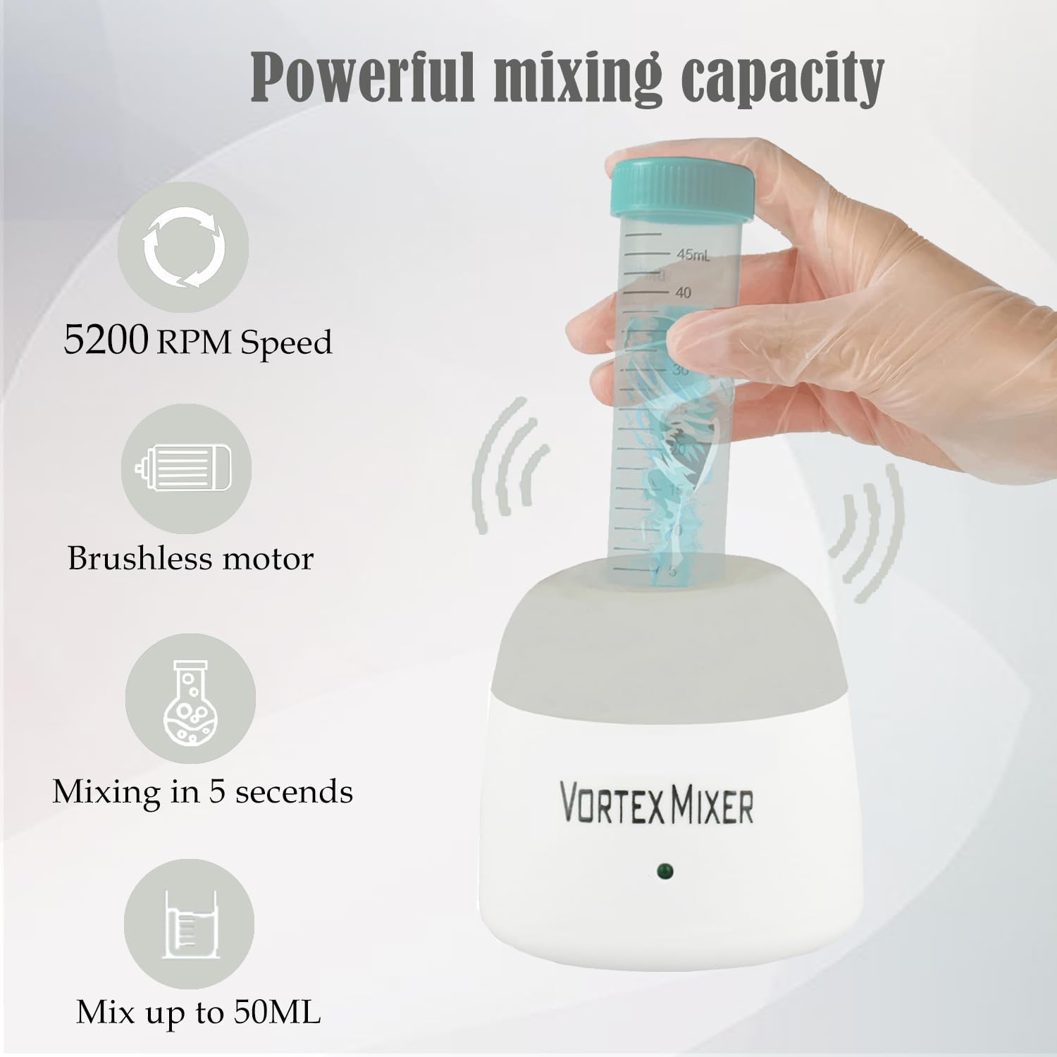 HUBEST 5200rpm Mini Vortex Mixer Paint Shaker,Lab Vortex Shaker with Touch Function for Nail Polish,Eyelash Shaker,Tattoo Ink,Glue Adhesives and Test Tubes (Grey)