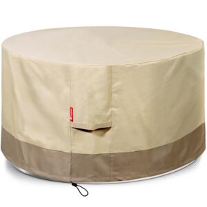 sheechung fire pit cover round 44" d x 24" h waterproof 600d heavy duty patio gas fire pit cover shelter fits 40-44 inch outdoor firepit table beige