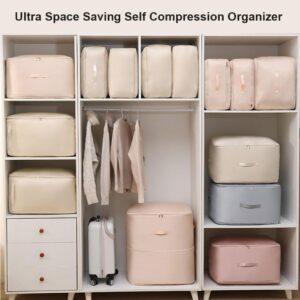 Ultra Space Saving Self Compression Organizer,Blanket Organizers And Storage,Space Bags, Organizer Bags for Comforters,Clothes,Winter Clothes Storage (Gray, L(54 * 42 * 30CM))