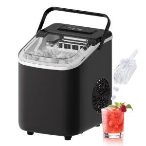 icybyte countertop ice maker, fast 9 cubes ready in 6 mins,26.5lbs/24hrs, 2 sizes of bullet ice, portable small ice machine with self-cleaning, scoop, and basket for home/kitchen/camping/office/dorm