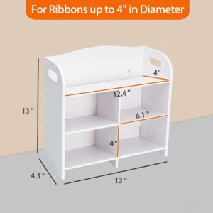 Krafetto Ribbon Storage Organizer Rack, Wall-Mountable Ribbon Holder Rack for Craft Room, Desktop Ribbon Spool Holder Organizer for Ribbons up to 4" in Diameter