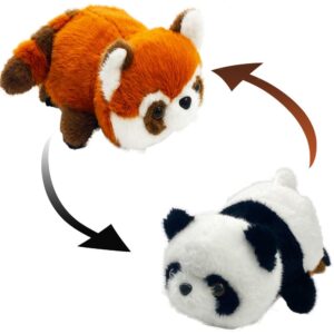 kojagarri 2 in 1 red panda plush doll, 9.8inch panda and red panda combined with dolls,soft cuddle doll, soft pillow for boys and girls birthday