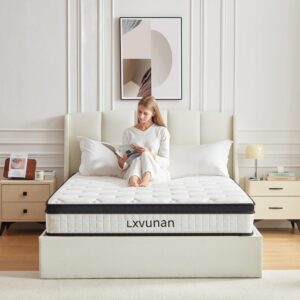 lxvunan queen mattress, 10 inch box mixed mattress, including gel memory foam mattress, independent bag spring mattress, medium hardness, comfortable and breathable