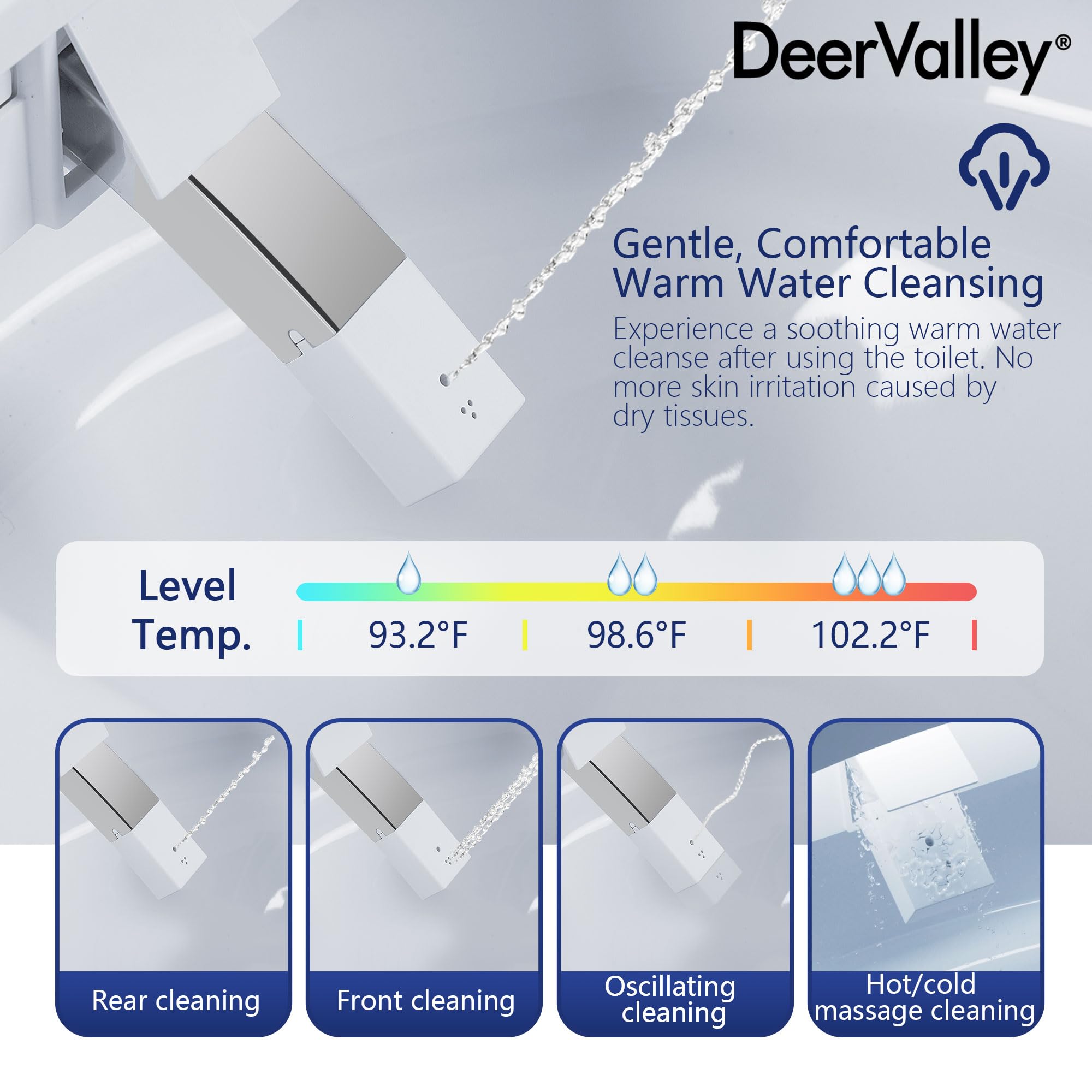 DeerValley Luxury Smart Toilet w/Bidet Built-In, Elongated Tankless Toilet with Automatic Flush, Heated Toilet Seat, Instant Bidet Warm Water and Dryer, Night Light and Remote Control