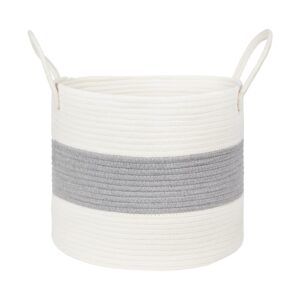 ladkew woven cotton rope storage basket with handle,laundry basket,blanket basket toy basket living room for organizing