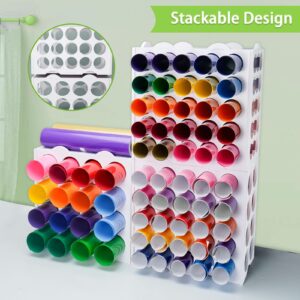 Krafetto Vinyl Roll Storage Organizer Rack, 25 Holes | Diameter 2", Stackable Vinyl Roll Holder, Desktop Art Supply Storage Organizer for Craft Room