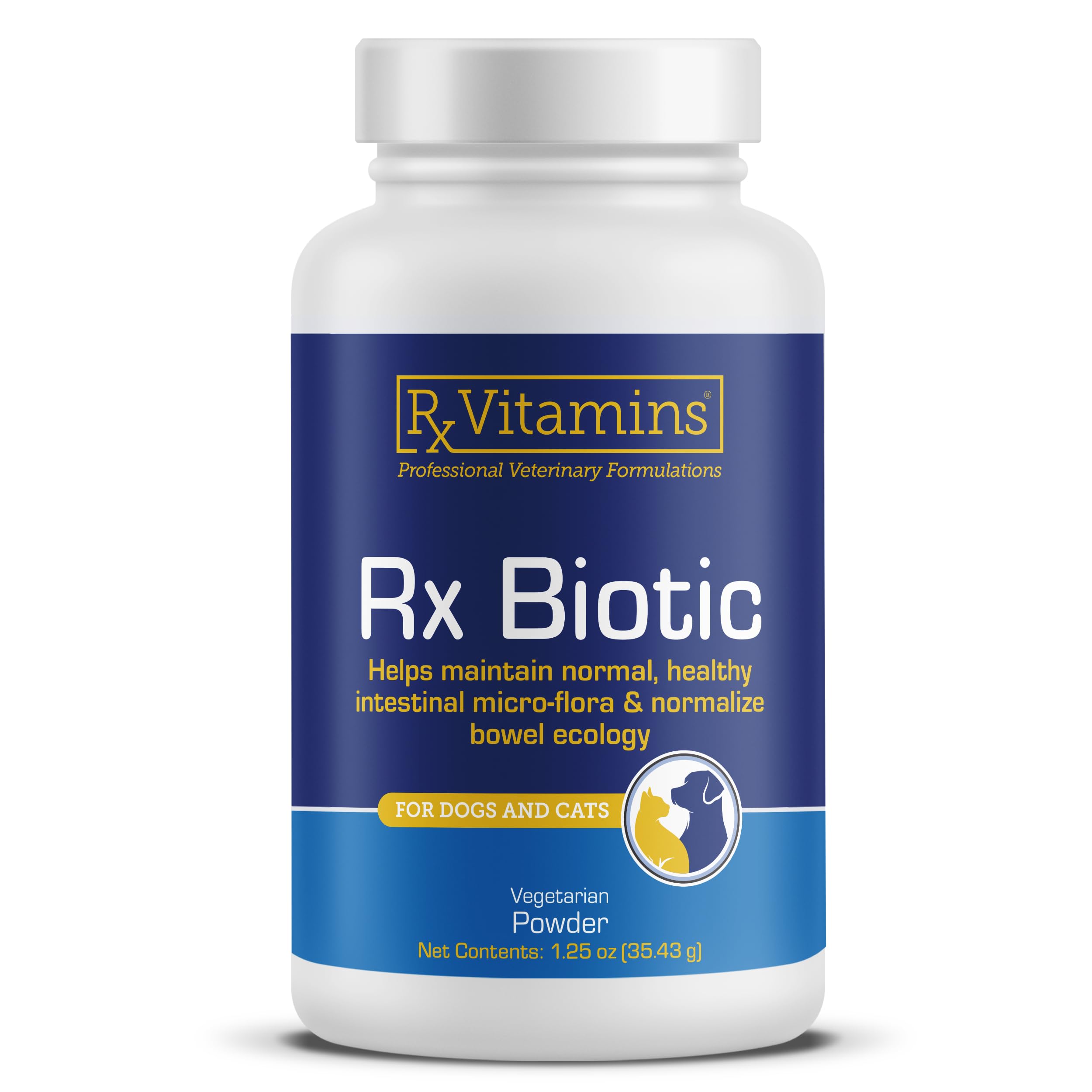 Rx Vitamins Rx Biotic - Probiotic Powder for Dogs and Cats - Cat Digestive Support & Probiotic for Dogs Gut Health - Cat Probiotics for Indoor Cats - Dog Probiotics for Digestive Health - 1.25oz