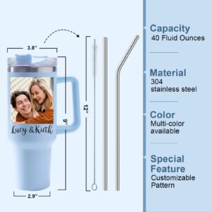 Elemtansy Ships Next Day from USA, Personalized 40 Oz Tumbler with Handle and Straw, Custom Tumblers Personalized with Name&Picture, Anniversary Gifts for Men, Christmas Gifts for Women Men