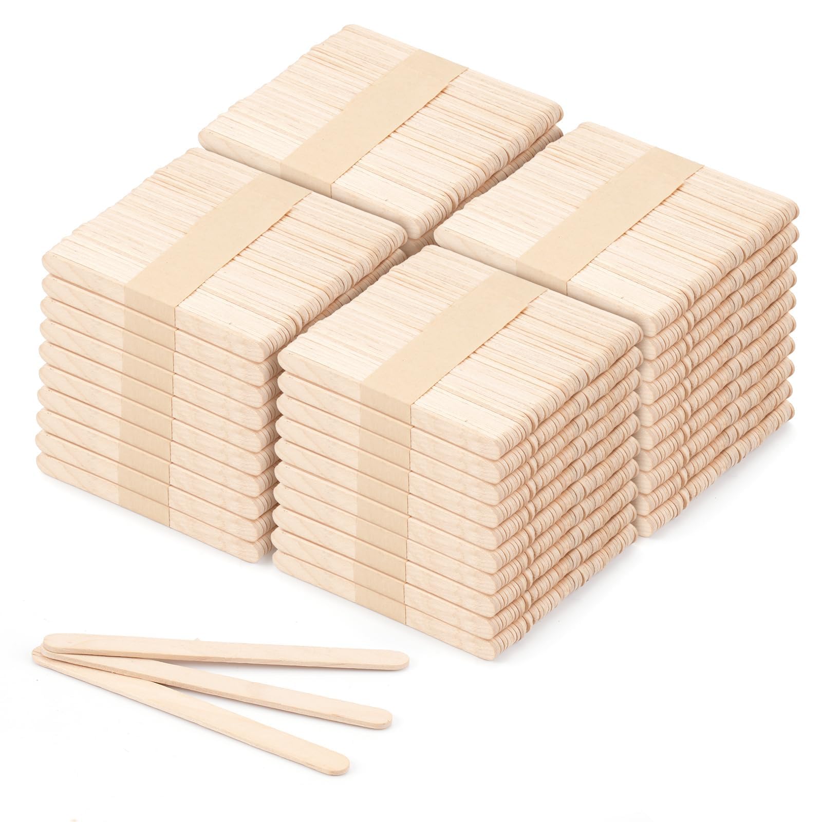 VEIDIA 2000 Pcs 4.5' Wooden Craft Sticks, Ice Cream Sticks,Natural Wood Popsicle Stick for Waxing, DIY Wood Crafts, Hair Removal and Waxing Supplies, Paint Stirrer, Art Projects and Ice Pop Sticks