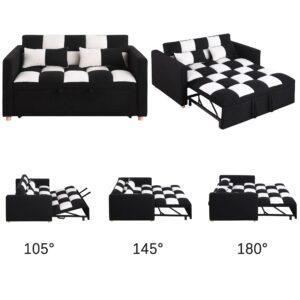 YESER Twin Sofa Bed, Sleeper Sofa Couch with Pullout Bed, Teddy Fabric Sleeper Chair Lounge Sofa, Adjustable Pull Out Couch Home Sofa Living Room, Loveseat Sofa 3 in 1convertible Sofa Bed, Black