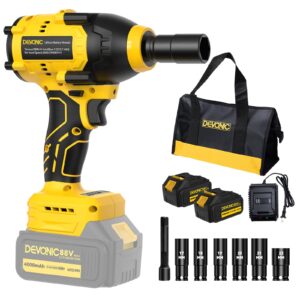 xgold devonic cordless impact wrench,750ft-lb(980n.m) brushless impact gun,2900rpm high torque impact wrench,1/2 inch with 3 models,charger & 6 sockets, power impact driver for car home