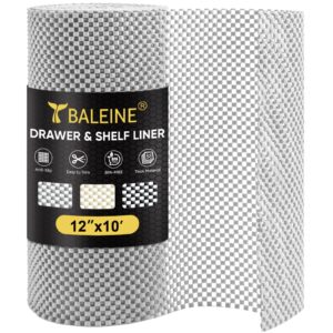 baleine cabinet liner, drawer liner, shelf liners for kitchen cabinets non-adhesive, non-slip protect desks, cupboard, drawers, shelves, tableware (12 in x 10 ft, gray)