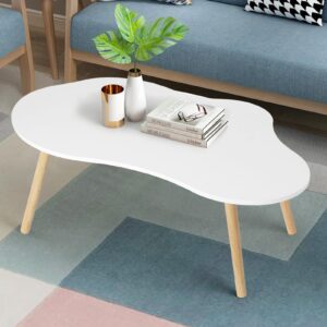 modern coffee table small white coffee tables for small space unique simple cloud center table with wood frame for living room 20" d x 40" w x 16" h, dining table for living room home office white