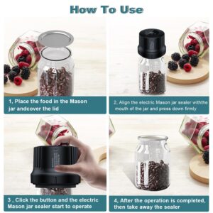 Mason jar vacuum,3 IN 1 Design Electric Mason Jar Vacuum Sealer Kit for Wide Mouth and Regular Mouth Mason Jars,Cordless Vacuum Sealing Machine with LED Display for Food Vacuum Storage