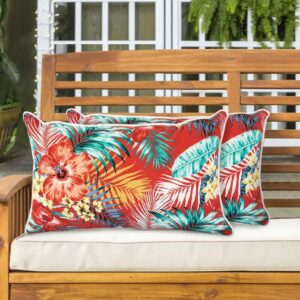 in4 care lumbar pillow covers set of 2, outdoor indoor waterproof decorative patio lumbar pillowcase shell 12x20 inch, rectangular cushion case for couch sofa garden farmhouse-sadira chili haze