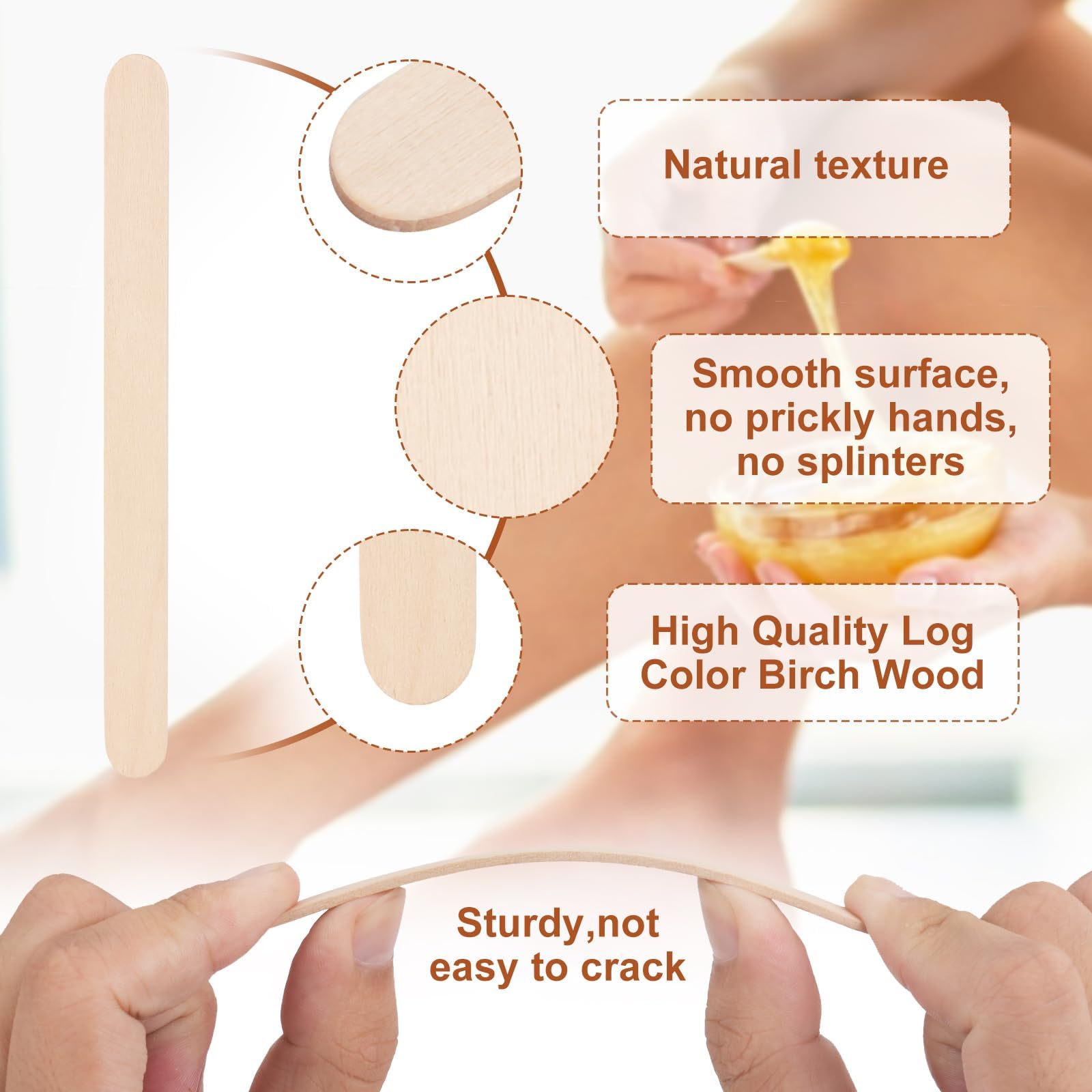 VEIDIA 2000 Pcs 4.5' Wooden Craft Sticks, Ice Cream Sticks,Natural Wood Popsicle Stick for Waxing, DIY Wood Crafts, Hair Removal and Waxing Supplies, Paint Stirrer, Art Projects and Ice Pop Sticks