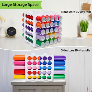 Krafetto Vinyl Roll Storage Organizer Rack, 25 Holes | Diameter 2", Stackable Vinyl Roll Holder, Desktop Art Supply Storage Organizer for Craft Room