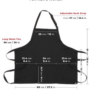 Chef Works Unisex Three Pocket Apron, Black, One Size (2 Pack)