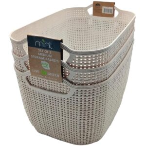 j&v textiles wheat straw storage basket set multi-size home organizer basket (medium (3-pack)