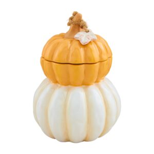 mud pie pumpkin stack gather canisters, 5 3/4" x 4", orange